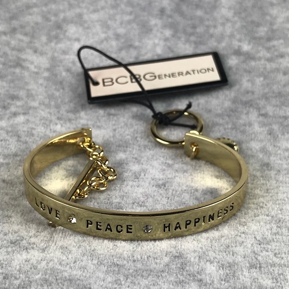 BCBGeneration | Jewelry | 3x9 Bcbg Generation Love Peace Happiness Gold ...